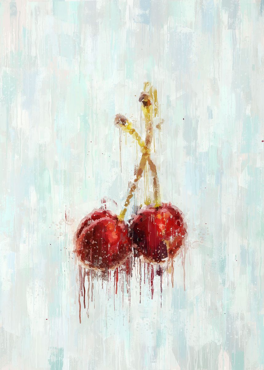 'Painted cherries' Poster, picture, metal print, paint by Duukster ...