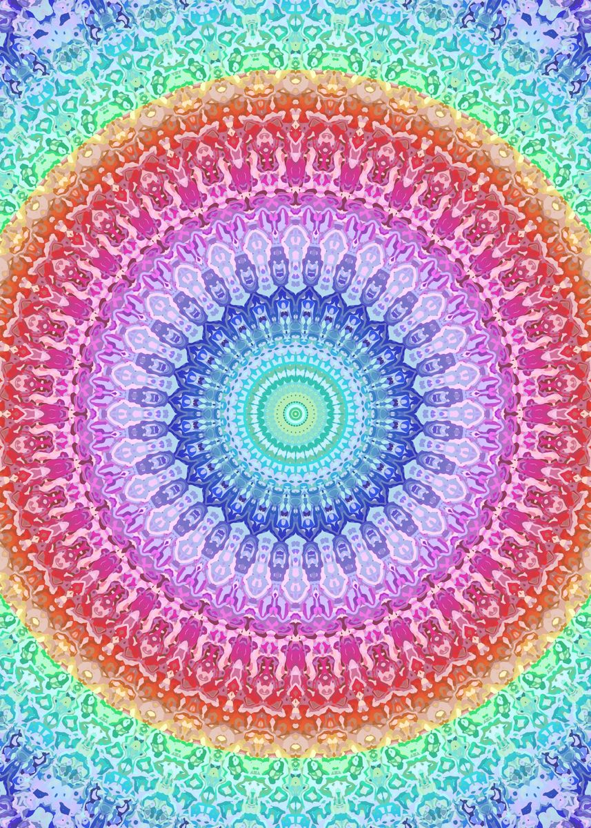 'Rainbow Hippie Mandala' Poster, picture, metal print, paint by ...