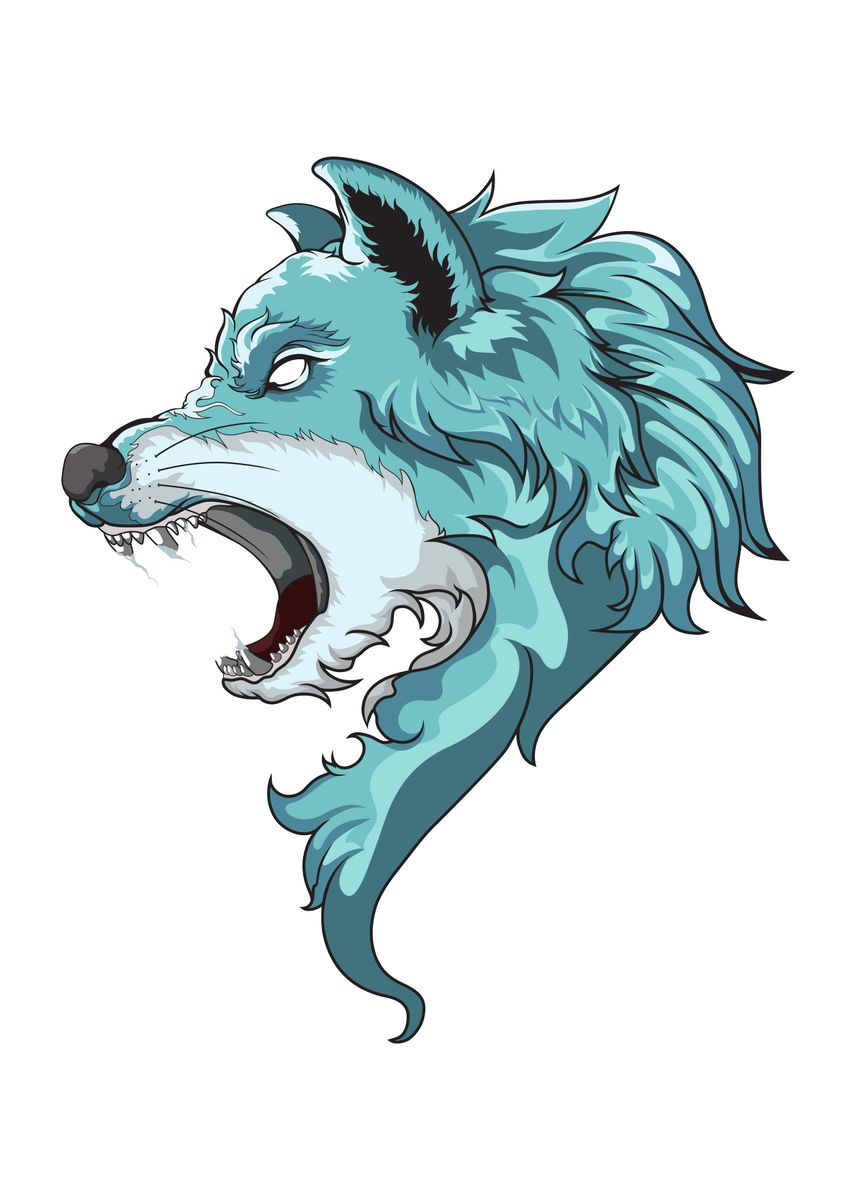 'Blue Wolf' Poster, picture, metal print, paint by DonecArcam | Displate