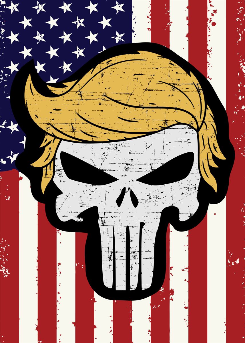 'Trump Skull American Pride' Poster, picture, metal print, paint by ...