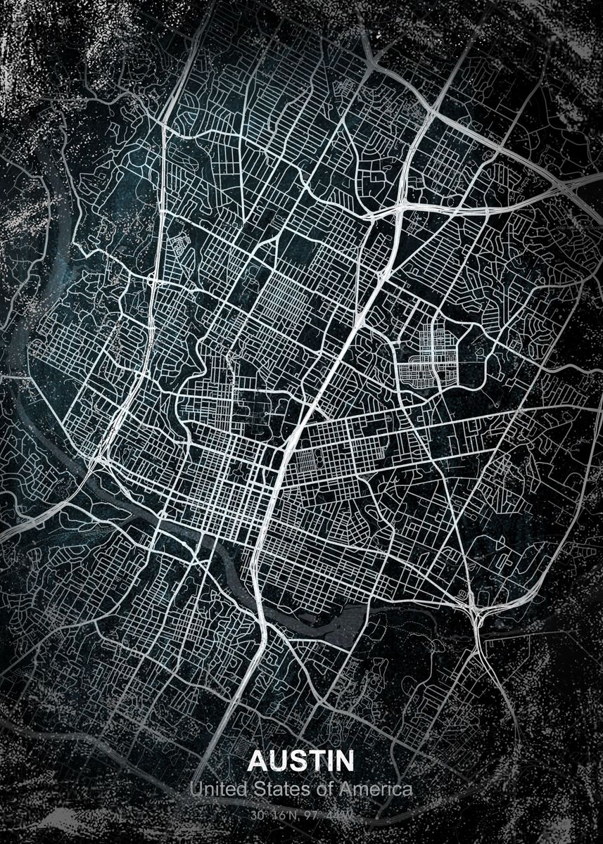 'austin chalk city map' Poster by Project X | Displate