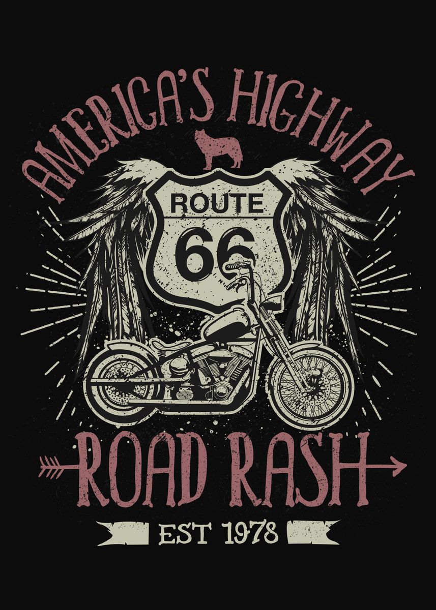 'Americas Highway Road Rash' Poster, picture, metal print, paint by ...