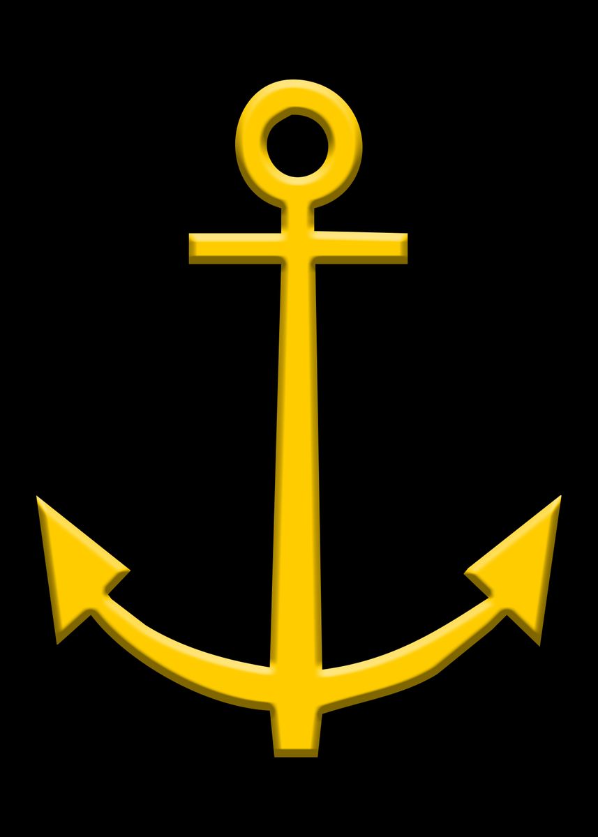 'Yellow Anchor On Black' Poster, picture, metal print, paint by Art ...