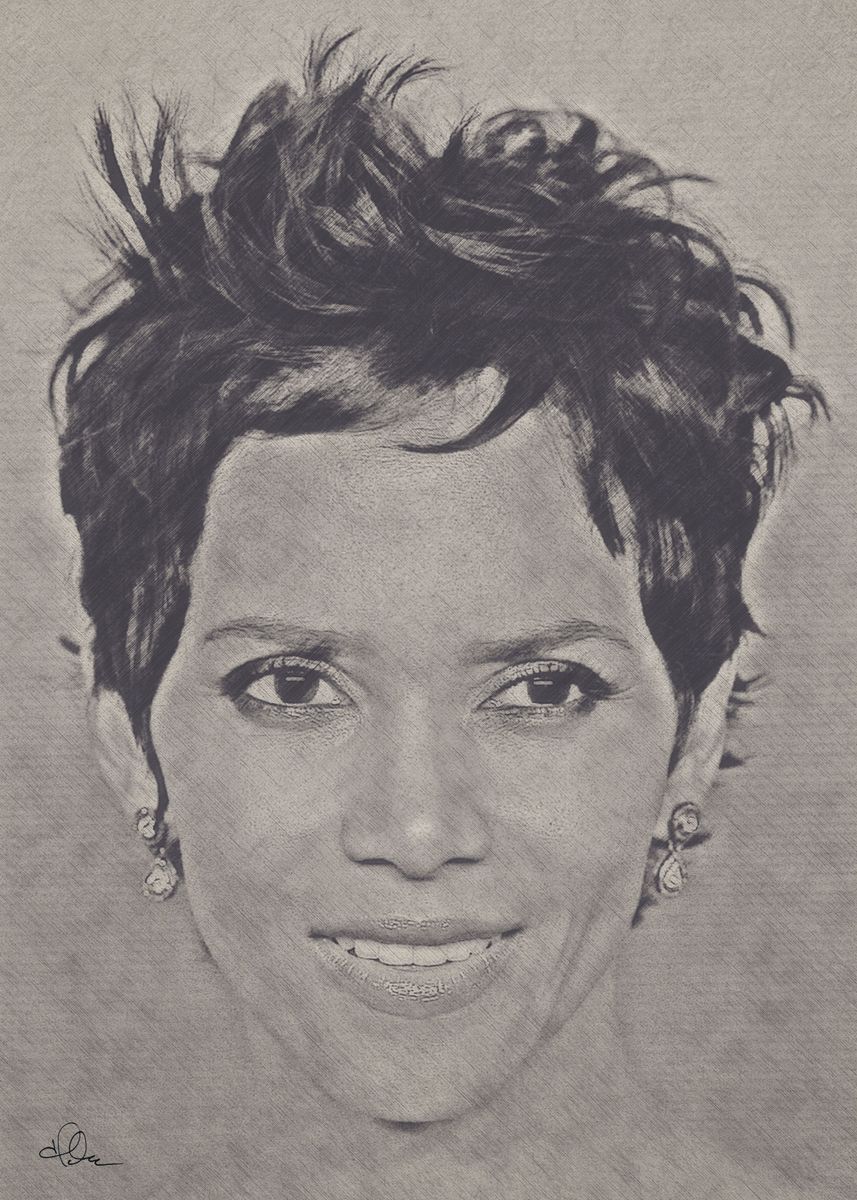 'Halle Berry' Poster, picture, metal print, paint by John Smith | Displate
