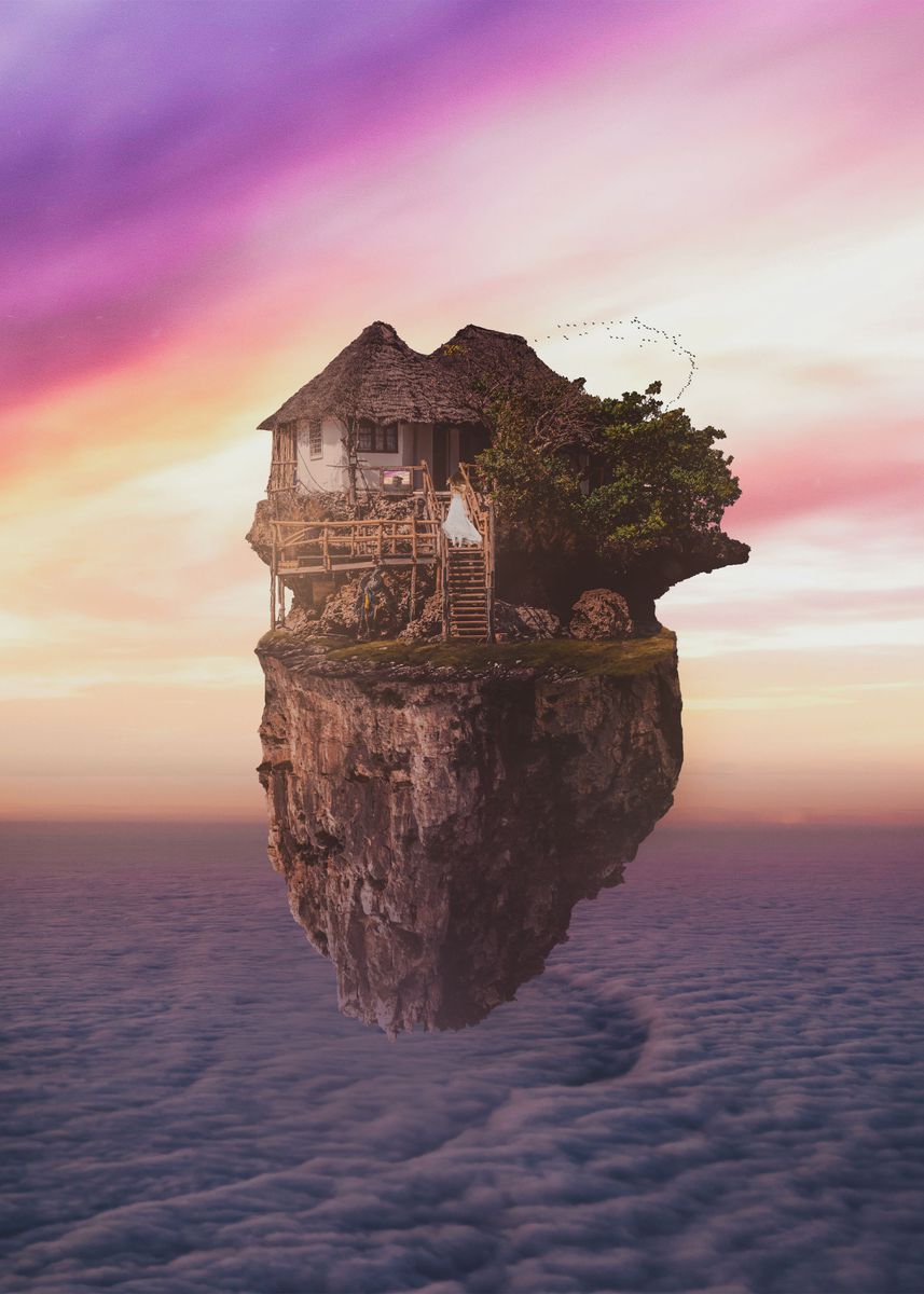 'sky house' Poster, picture, metal print, paint by Trigonal Art | Displate