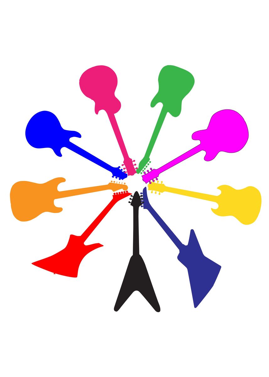 'Circle Of Guitars' Poster, picture, metal print, paint by HomeStead ...