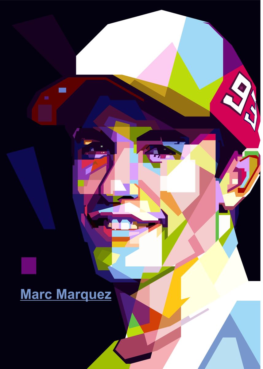 'marc marquez on wpap' Poster, picture, metal print, paint by Hari ...