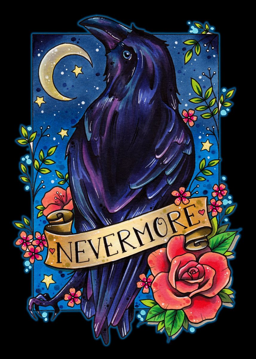 'Nevermore Raven Painting' Poster, picture, metal print, paint by ...