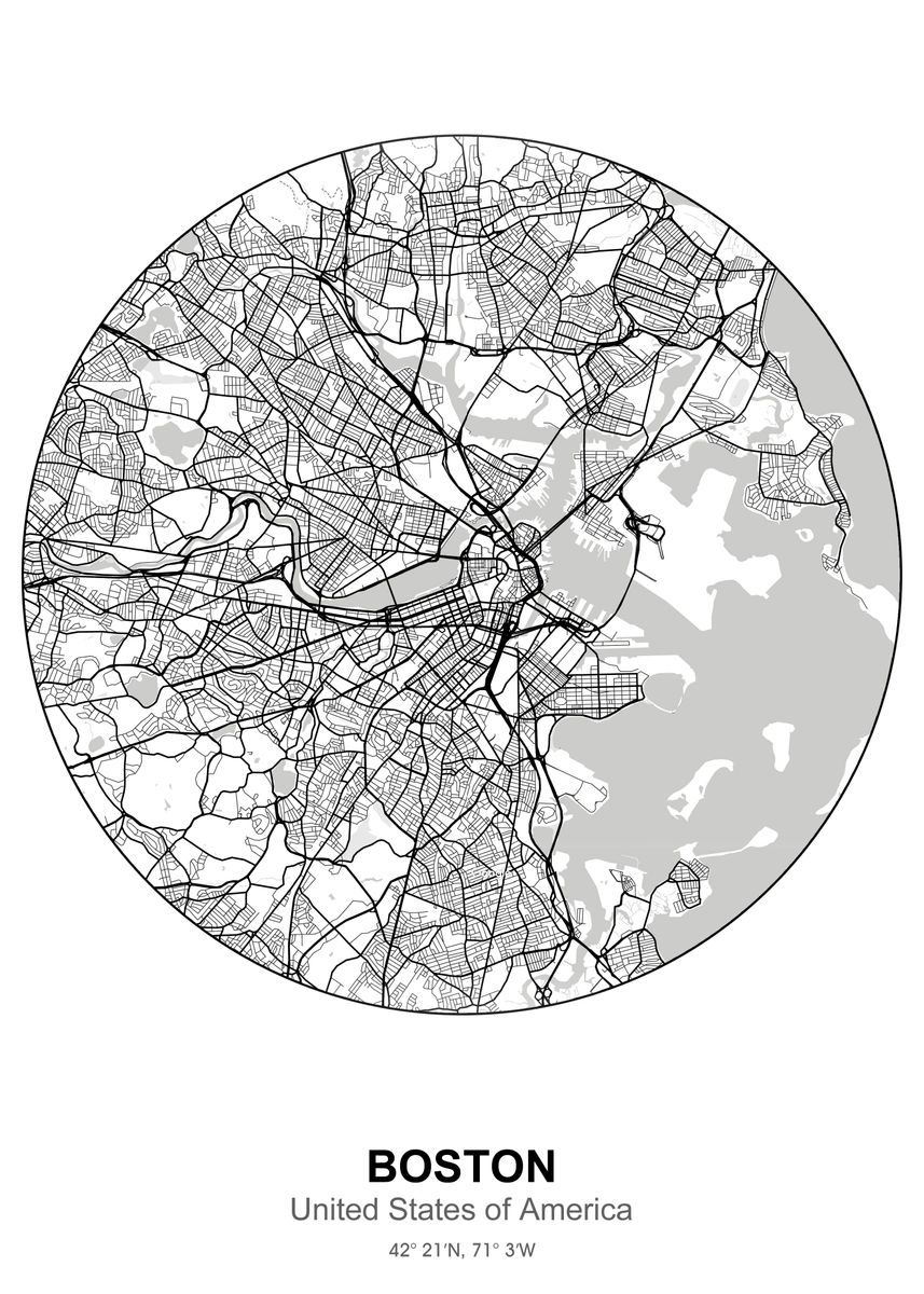 'boston circle map' Poster by Project X | Displate