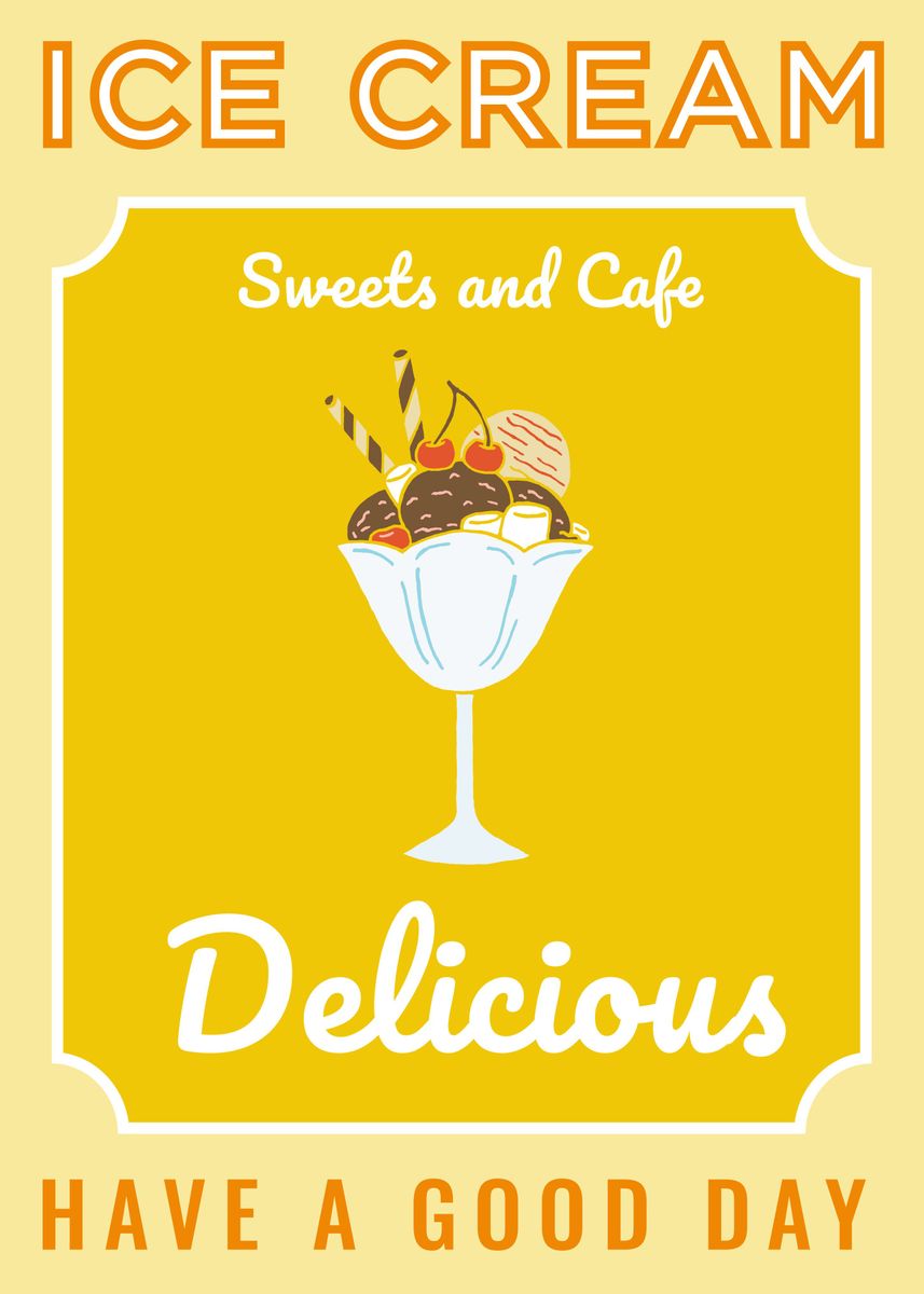 'Ice Cream Sweets and Cafe' Poster, picture, metal print, paint by ...