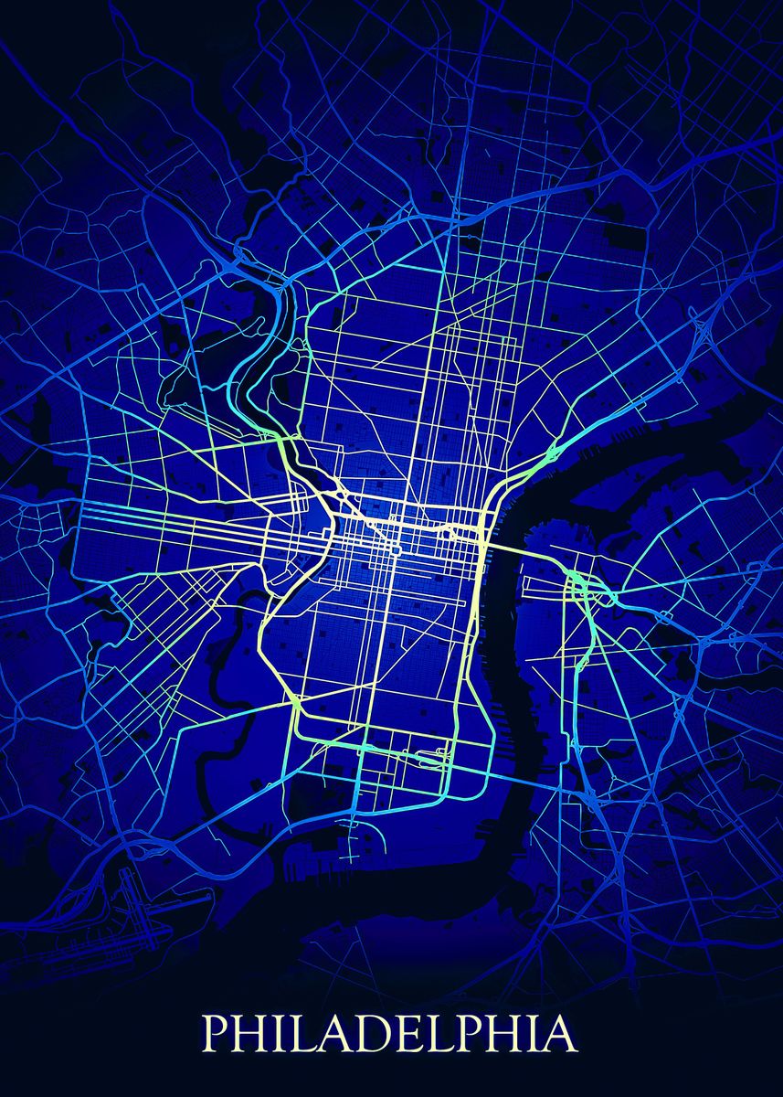 'Philadelphia Classic Blue' Poster by Artcom Atudio | Displate