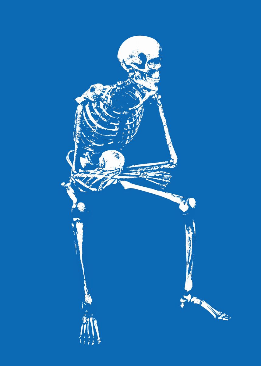 'The skelton sit' Poster, picture, metal print, paint by Nora Kiraly ...