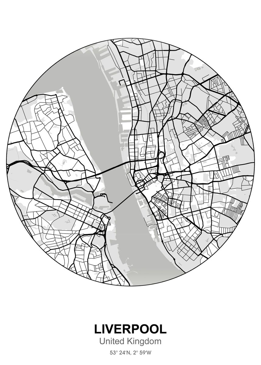 'liverpool circle map' Poster, picture, metal print, paint by Project X ...