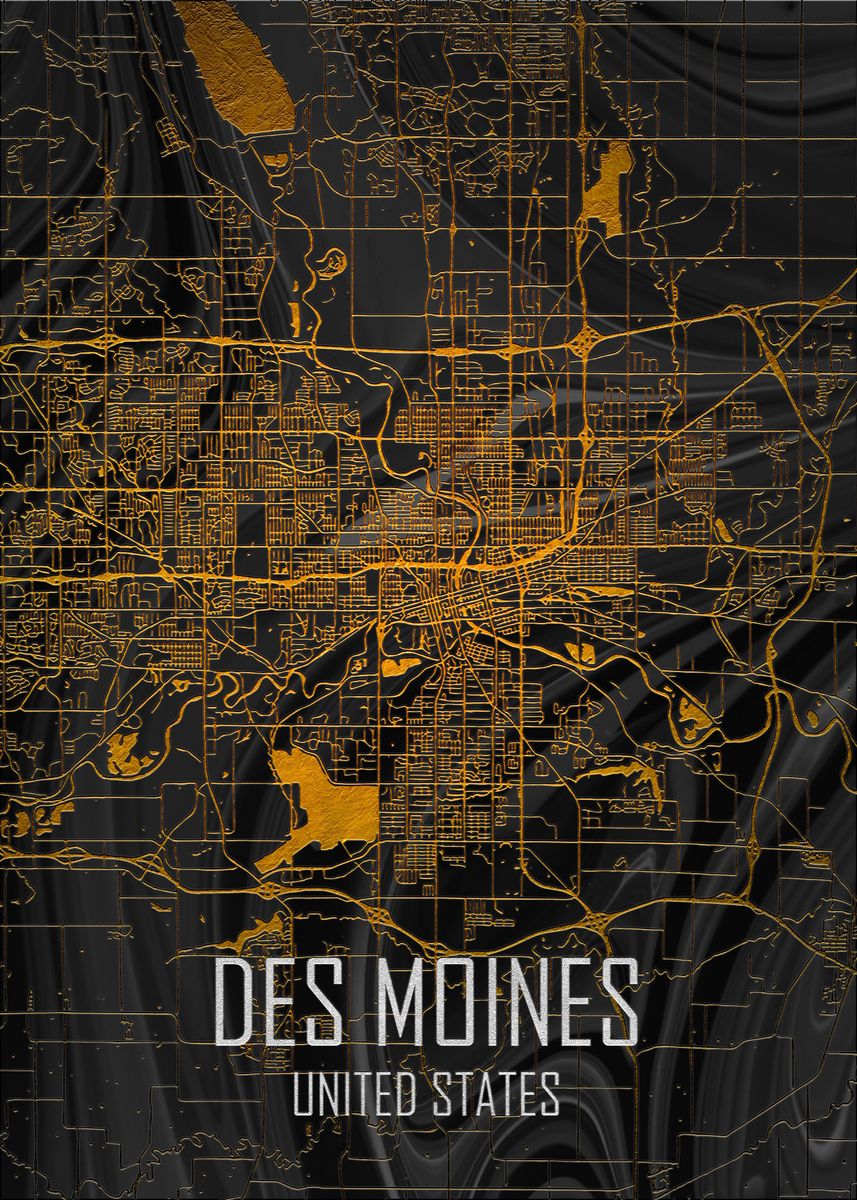 'Des Moines United States' Poster, picture, metal print, paint by ...