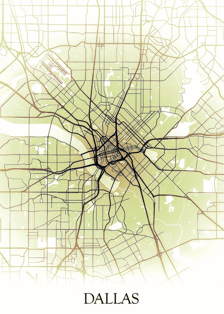 'Dallas Texas City Map' Poster, picture, metal print, paint by Artcom ...