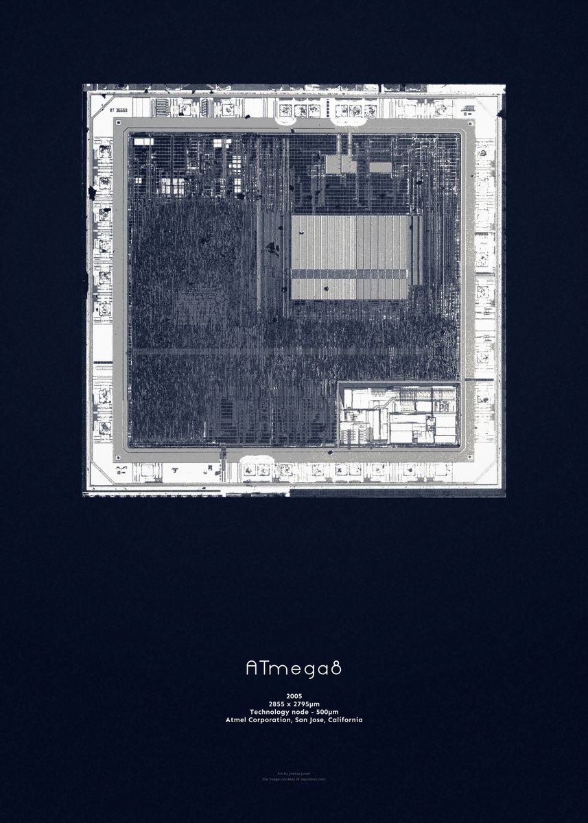 'ATmega8 Blueprint' Poster, picture, metal print, paint by Josh Junon ...