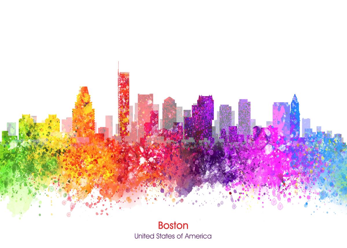 'boston color cityscape' Poster by Project X | Displate