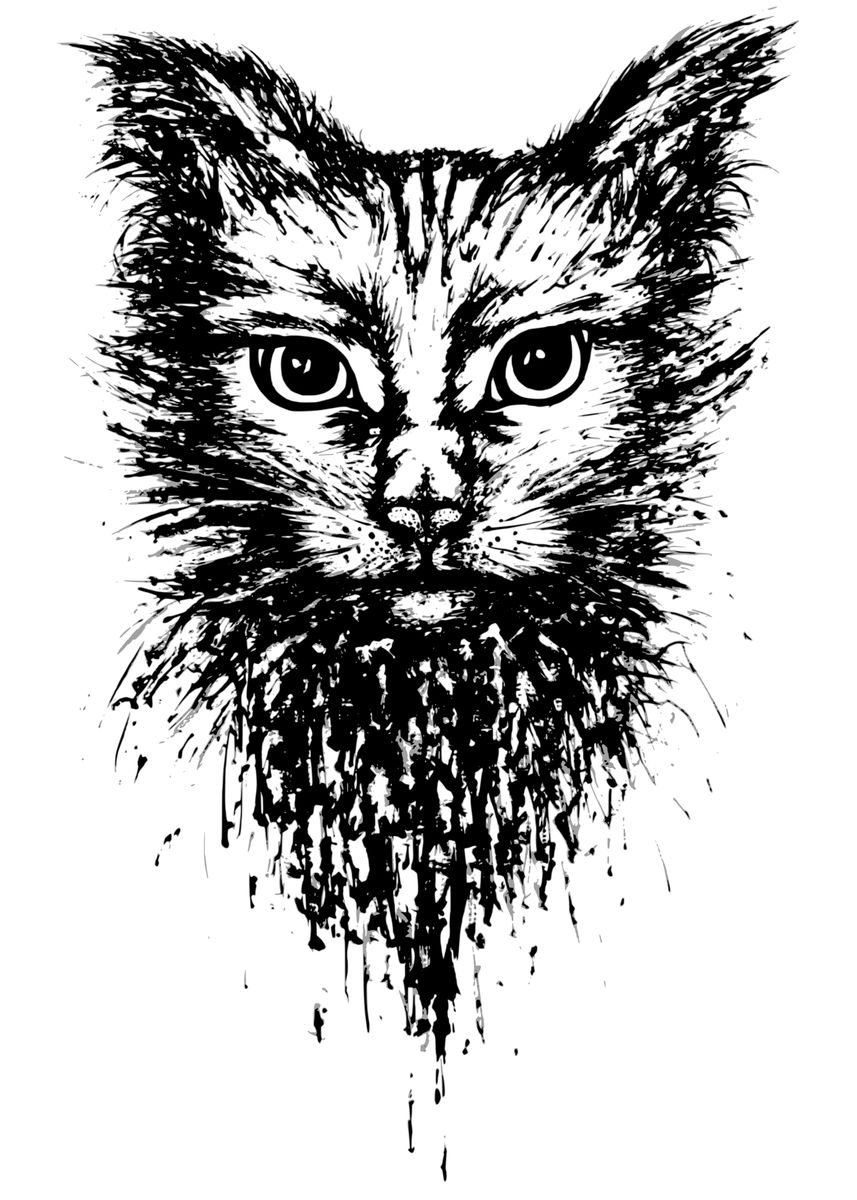 'Cat Ink Dripping' Poster, picture, metal print, paint by Shirley Biela ...