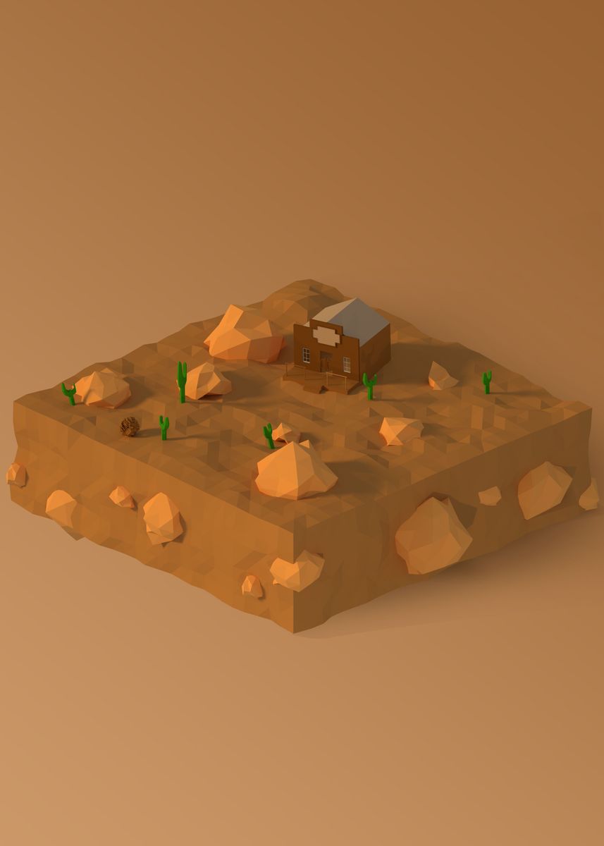 'Low Poly Western Isometric' Poster, picture, metal print, paint by ...