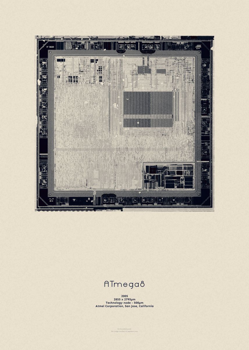 'ATmega8 Ink' Poster, picture, metal print, paint by Josh Junon | Displate