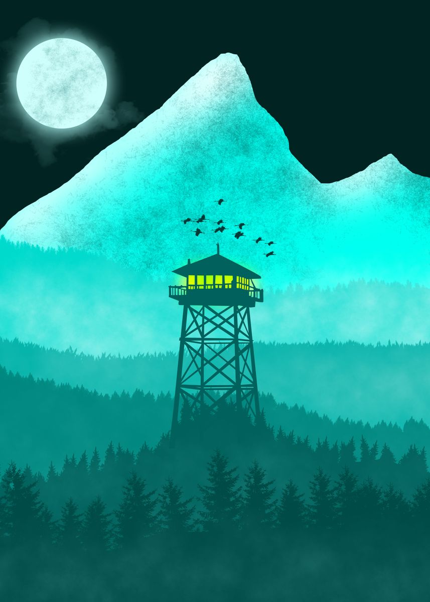 'Firewatch Illustration' Poster, picture, metal print, paint by Swan ...
