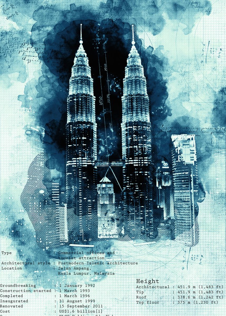 'Petronas Towers' Poster, picture, metal print, paint by Sherlock ...