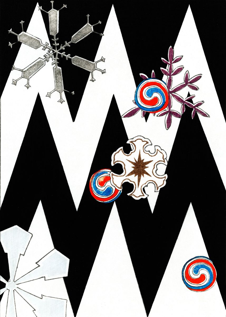 'Snow flakes illustration ' Poster, picture, metal print, paint by ...