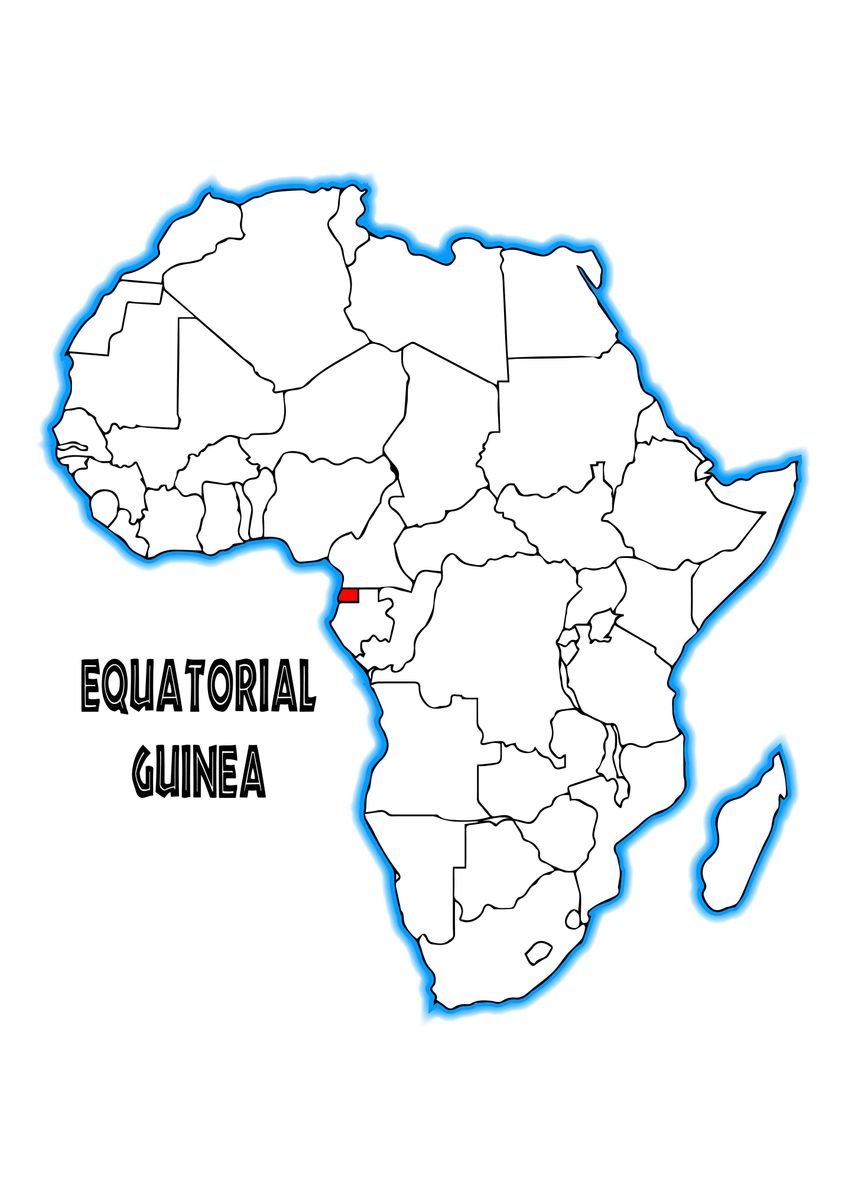 'Equatorial Guinea Map' Poster by HomeStead Digital | Displate