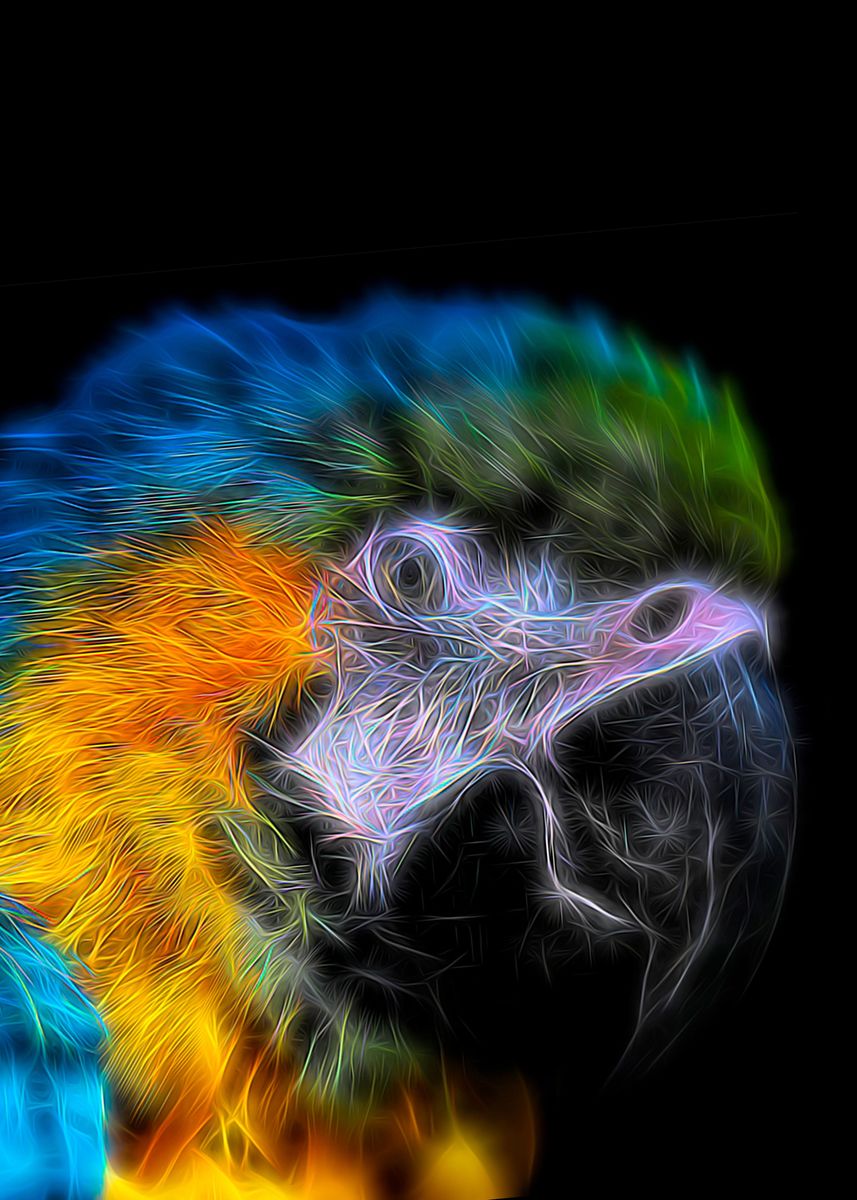 'Parrot fractal' Poster, picture, metal print, paint by Ranking | Displate