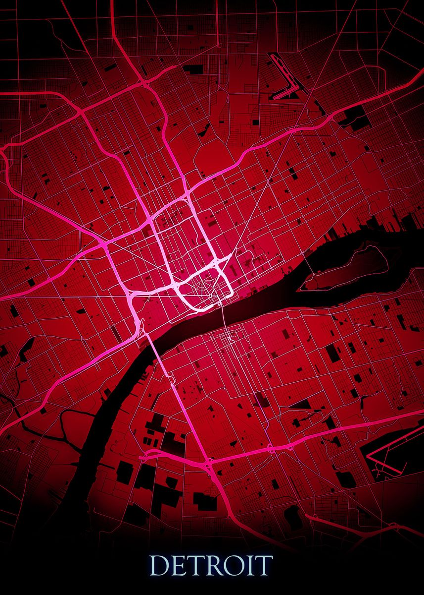 'Detroit' Poster, picture, metal print, paint by cuplizx | Displate