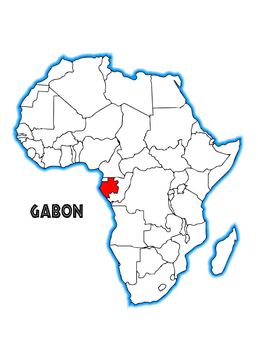 'Gabon Map' Poster, picture, metal print, paint by HomeStead Digital ...