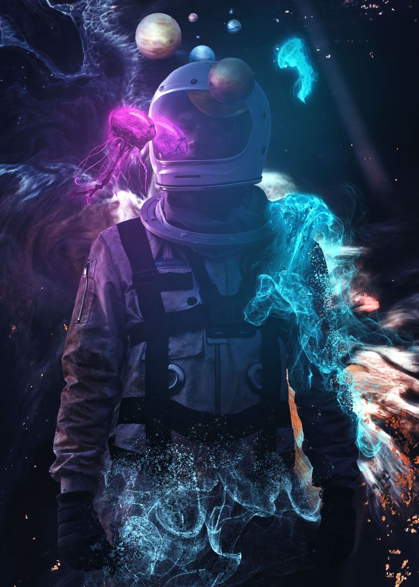 'Spaceman ' Poster, picture, metal print, paint by Marischa Becker ...