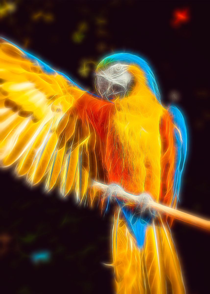 'Parrot fractal' Poster, picture, metal print, paint by Ranking | Displate