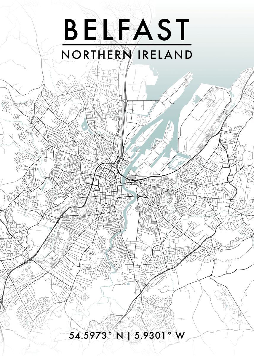 'Belfast City Map' Poster, picture, metal print, paint by Jon Rose ...