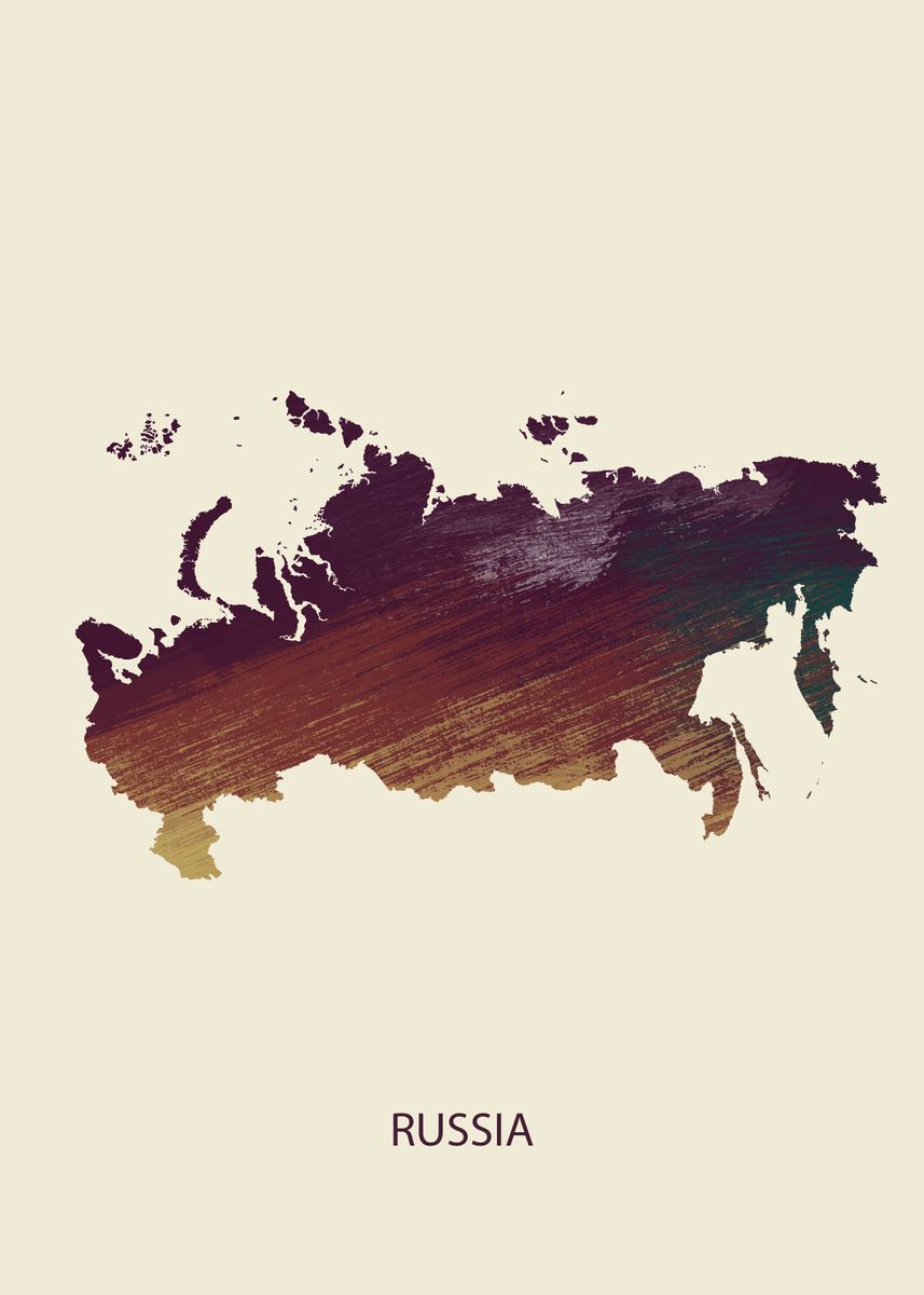 'Russia map' Poster, picture, metal print, paint by Nora Kiraly | Displate