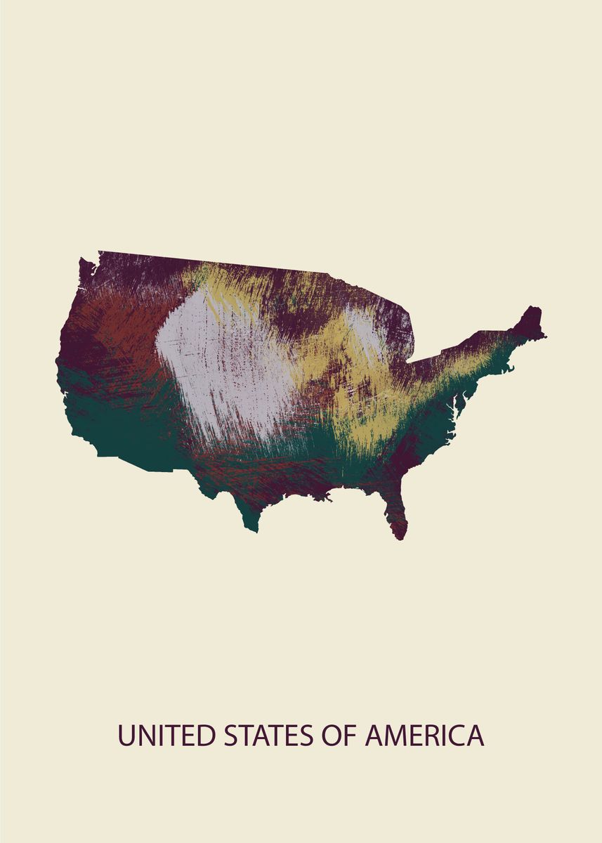 'United States of America' Poster, picture, metal print, paint by Nora ...