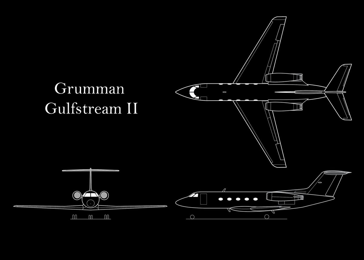 'Grumman Gulfstream II ' Poster by B & W Arts | Displate