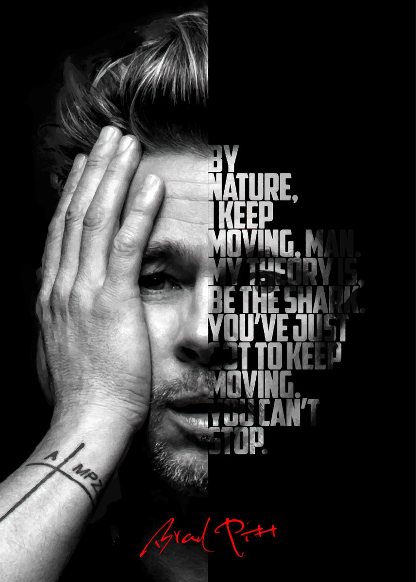 'Brad Pitt' Poster, picture, metal print, paint by BnWDesigner | Displate