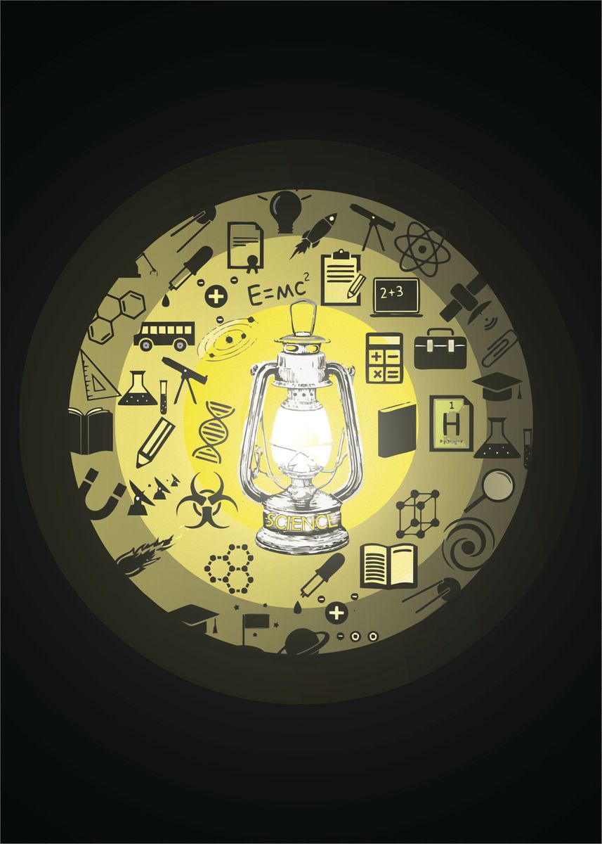 'SCIENCE LIGHTS MY WORLD' Poster, picture, metal print, paint by ...