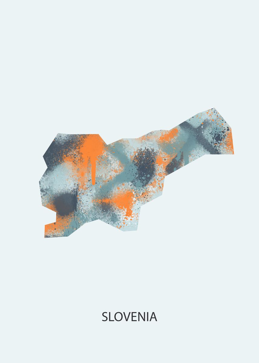 'Slovenia map spray paint' Poster, picture, metal print, paint by Nora ...