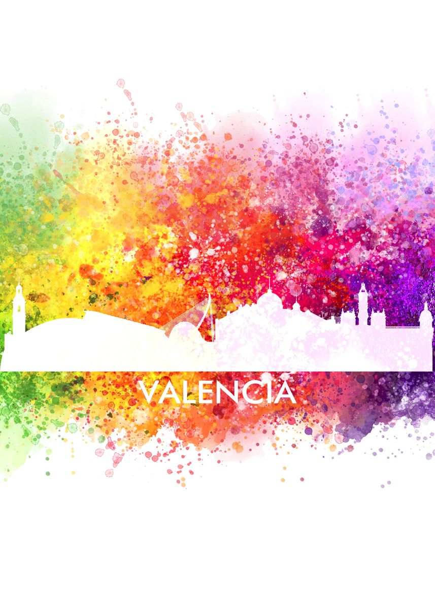 'valencia color cityscape' Poster, picture, metal print, paint by ...