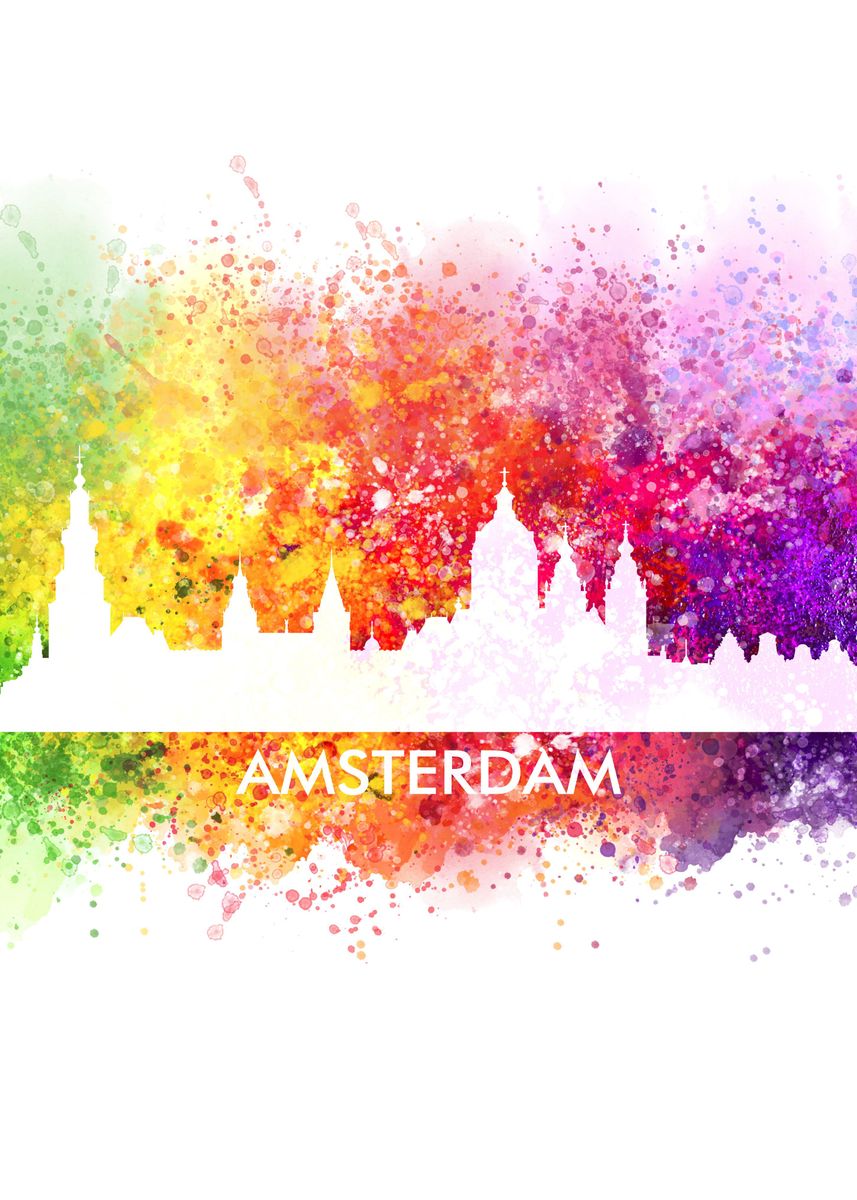 'amsterdam color cityscape' Poster, picture, metal print, paint by ...