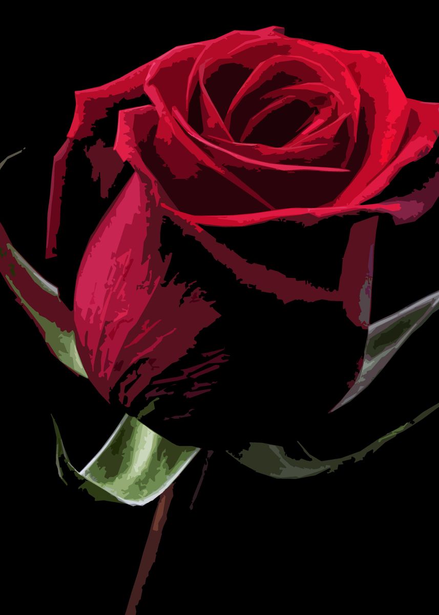 'red rose' Poster, picture, metal print, paint by Muhammad Anas | Displate