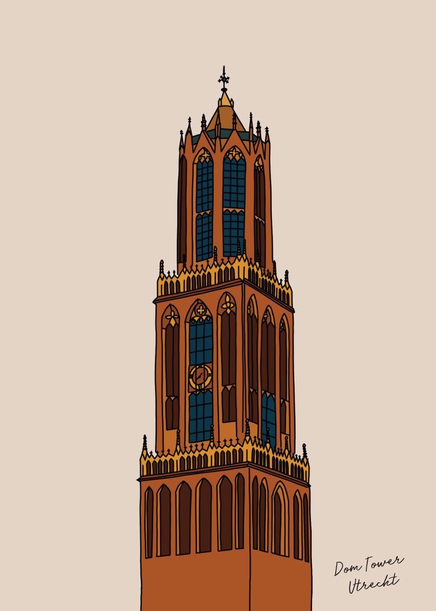 'DOM TOWER UTRECHT' Poster, picture, metal print, paint by Eleph | Displate