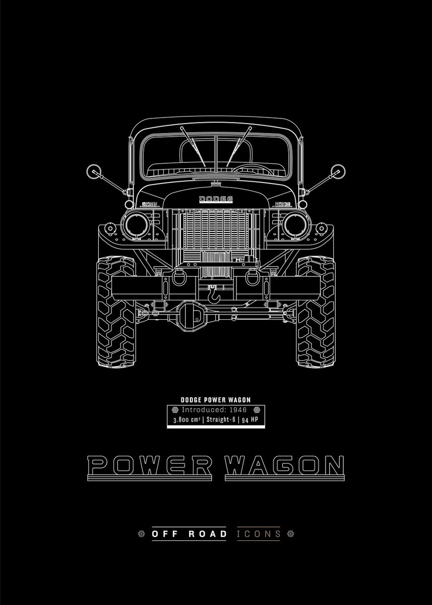 'Power Wagon BW' Poster, picture, metal print, paint by Off Road Icons ...