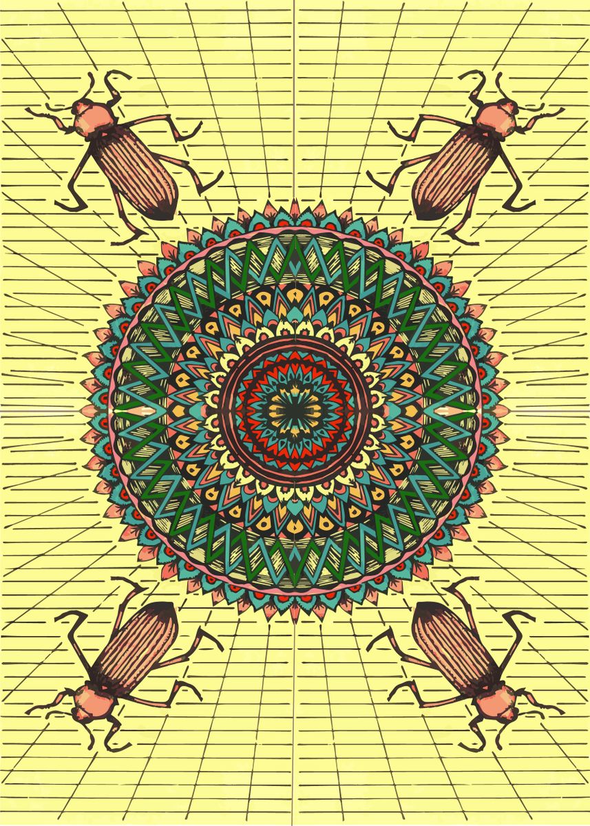 'bug mandala' Poster, picture, metal print, paint by Bojana Dejovic ...