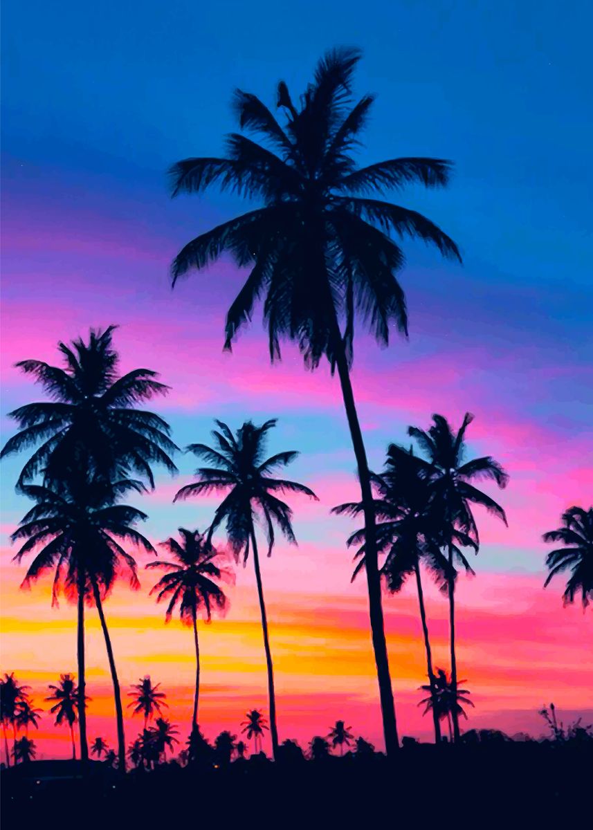 'Miami evening' Poster, picture, metal print, paint by goljakoff | Displate