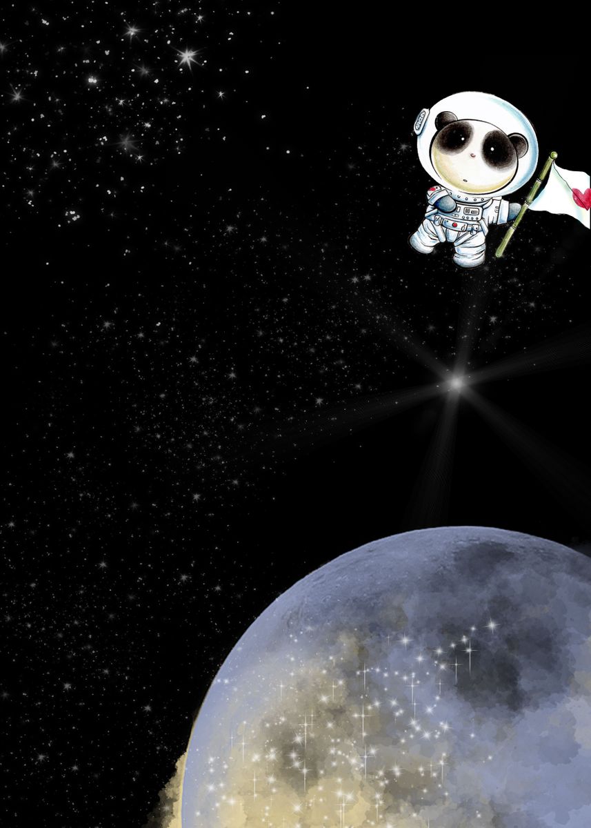 'Space Panda' Poster, picture, metal print, paint by Stefani | Displate