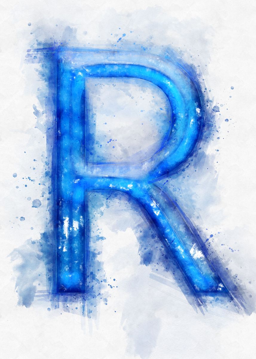 ' R letter watercolor' Poster, picture, metal print, paint by The ...