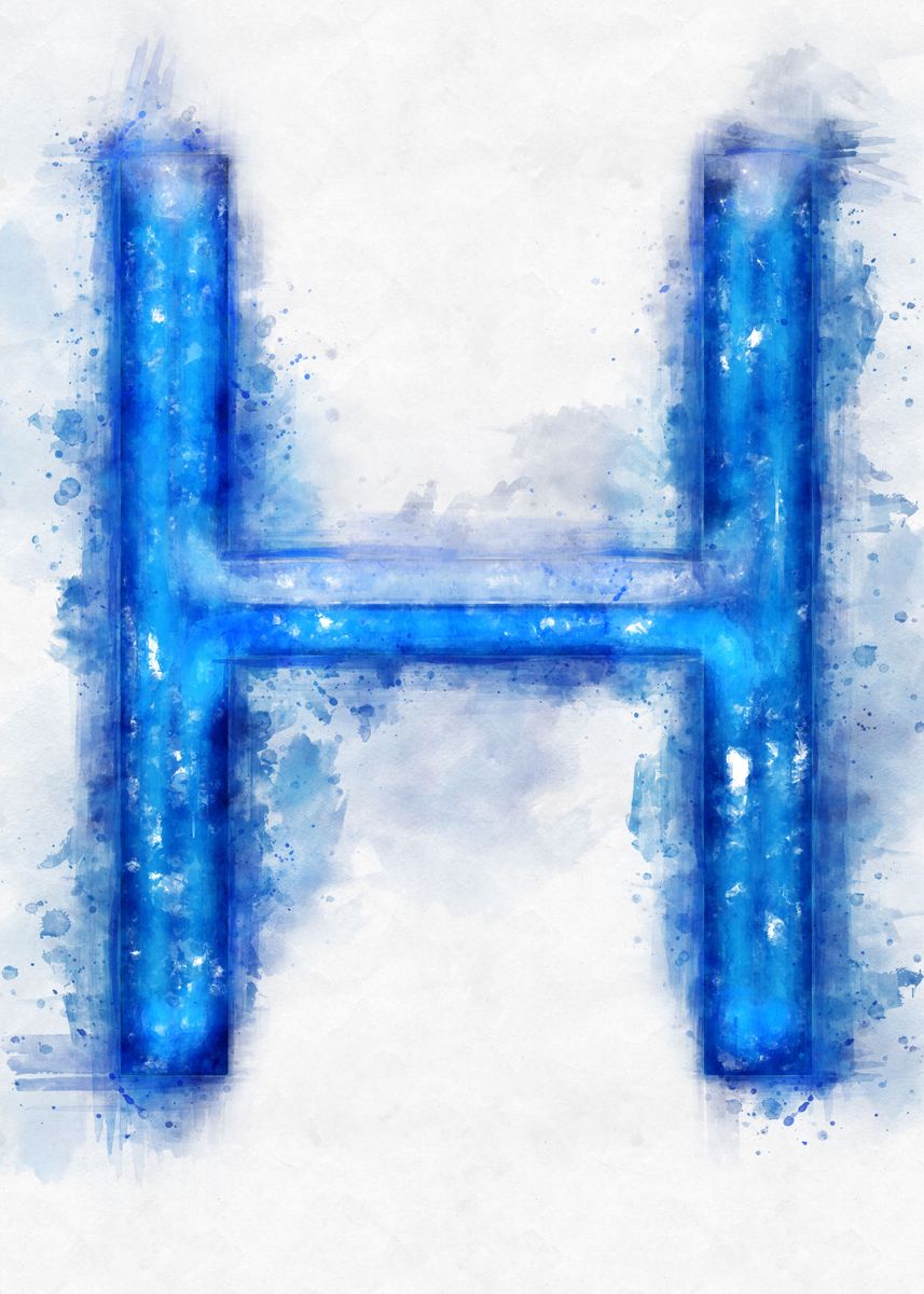 'H letter watercolor' Poster, picture, metal print, paint by The Bright ...